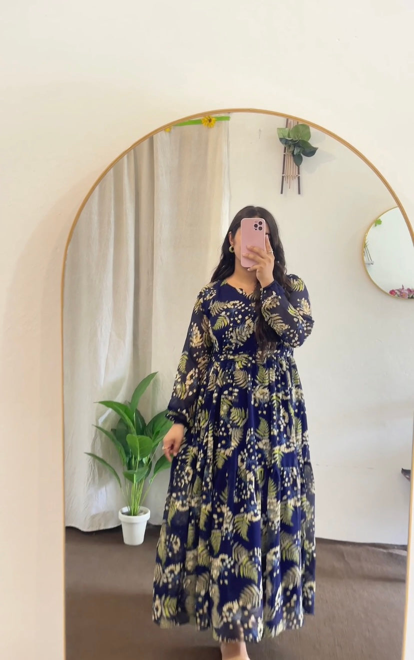 VICTORIA FLORAL MAXI - CHIFFON DRESS ( INNER ATTACHED ) – Cosset