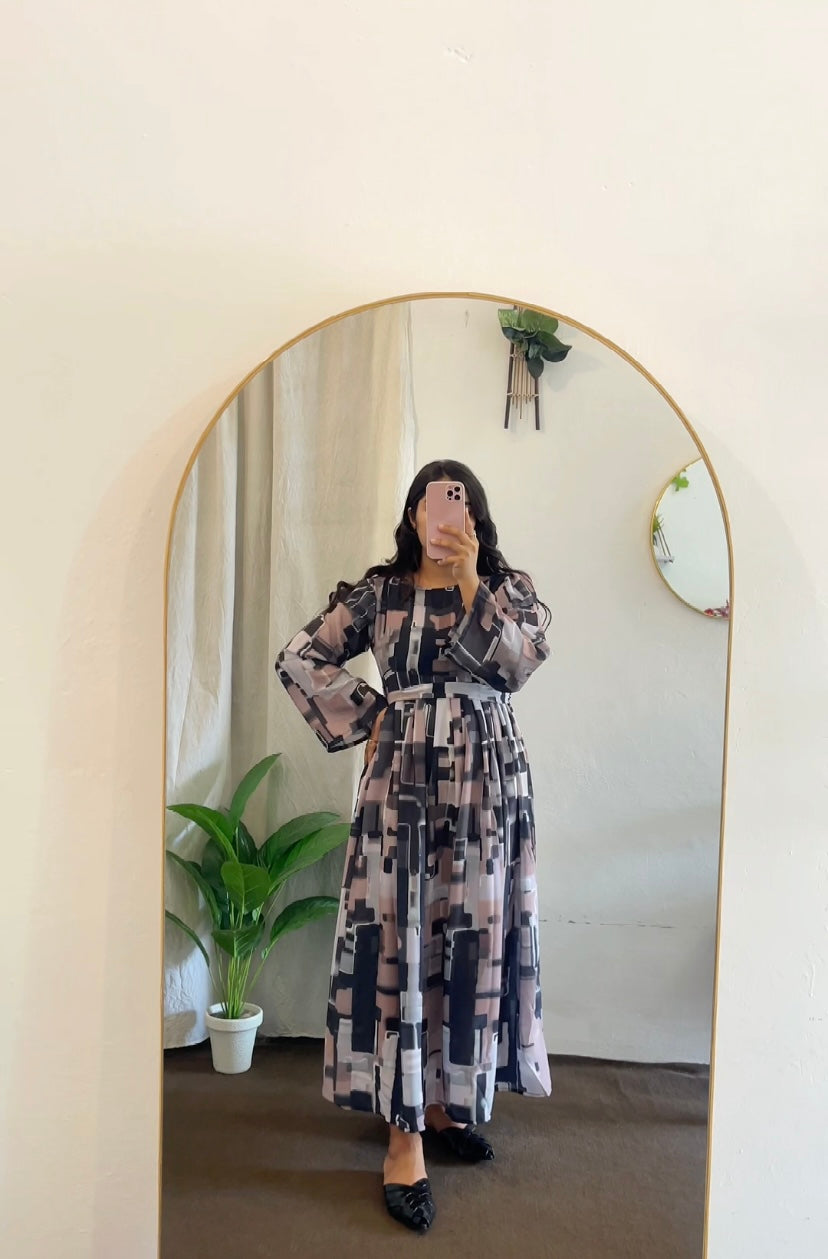 Ruffle Patterned Detailed Layered - CHIFFON DRESS ( INNER ATTACHED ...