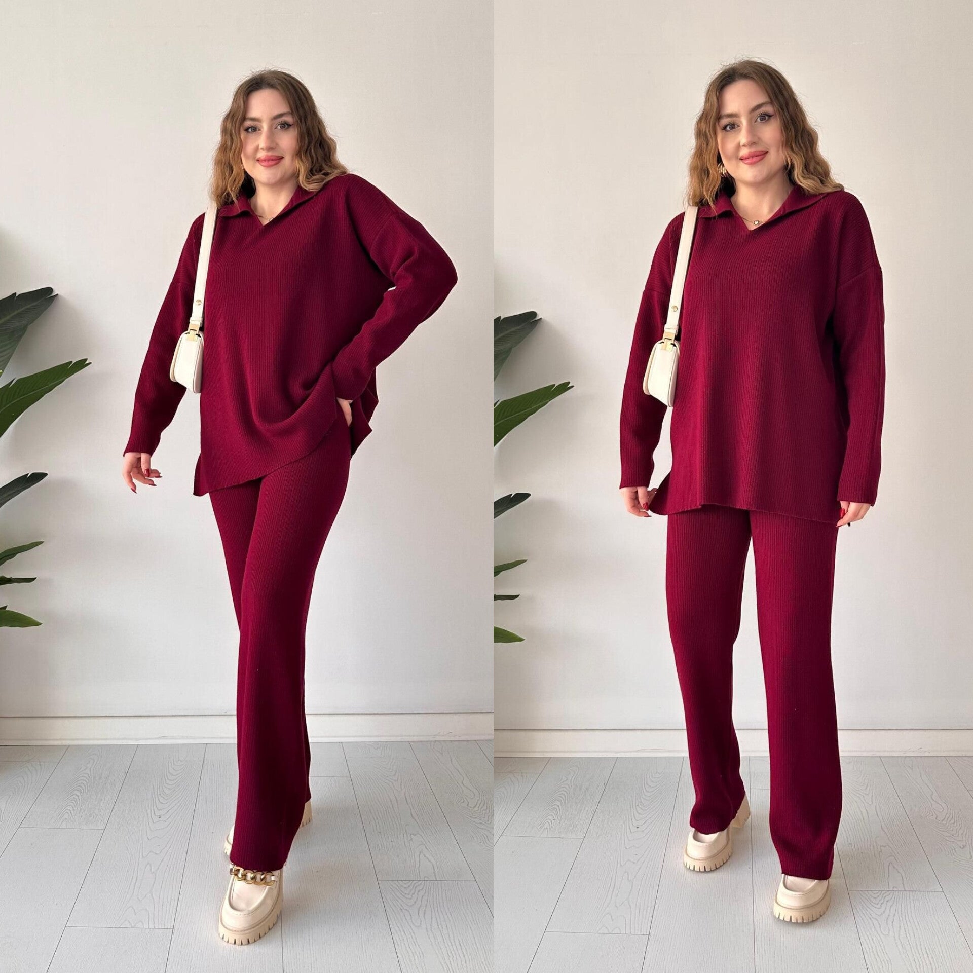 POLO NECK 2 PIECE KNIT CO-ORD SET. – Cosset
