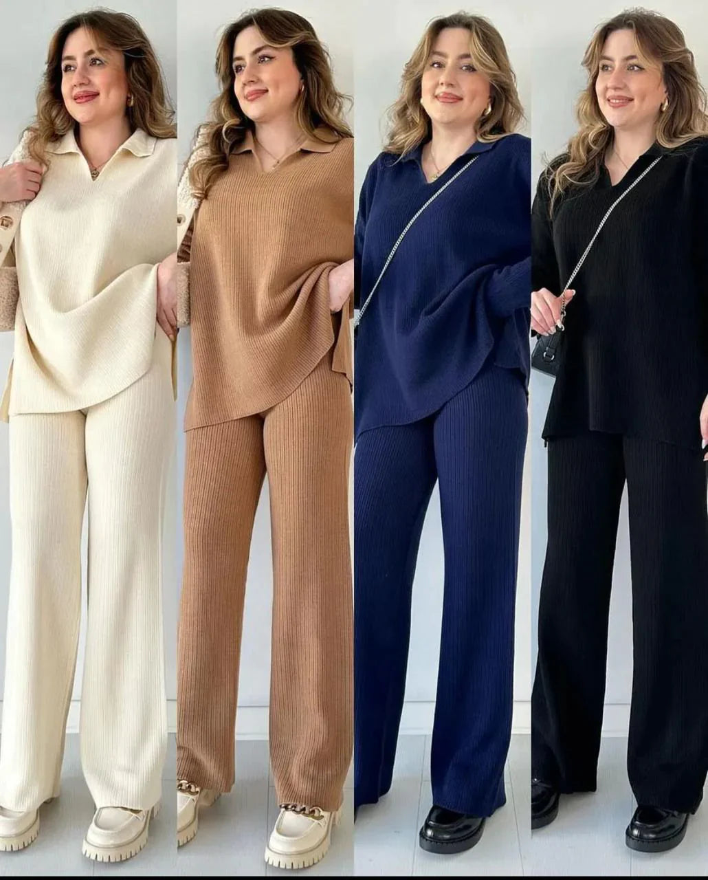 POLO NECK 2 PIECE KNIT CO-ORD SET. – Cosset